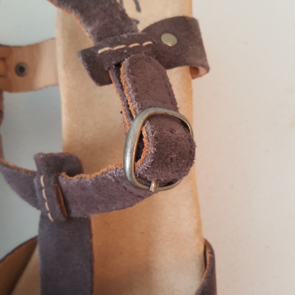 Clarks | Shoes | Clarks Elements Wedge Sandals Brown Suede | Poshmark